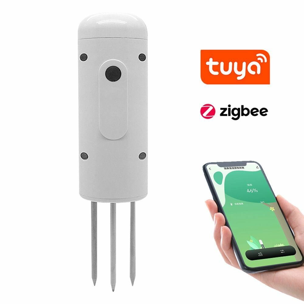 Tuya Zigbee Беспроводной измеритель влажности почвы Интеллектуальный тестер температуры и влажности