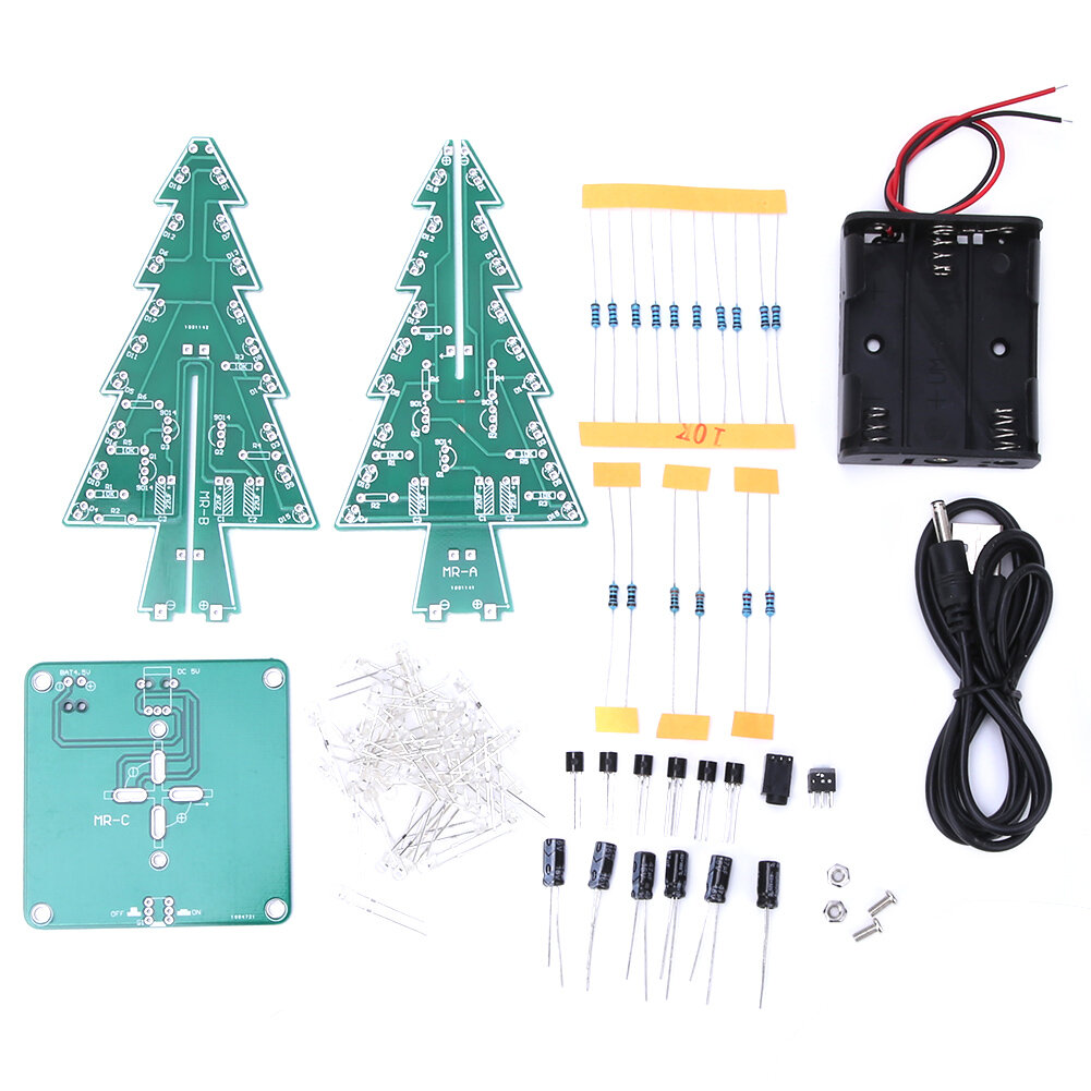 3D Christmas Tree DIY Electronic Circuit Kit LED Stereo Holiday Decor7 Colors