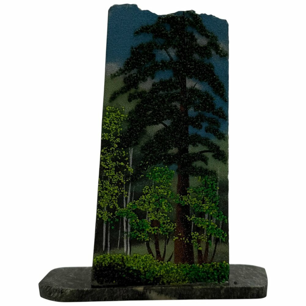 Сувенир из камня "Сосна", 13*16 см, срез камня, каменная крошка, 1995-2000 гг, Урал, Россия
