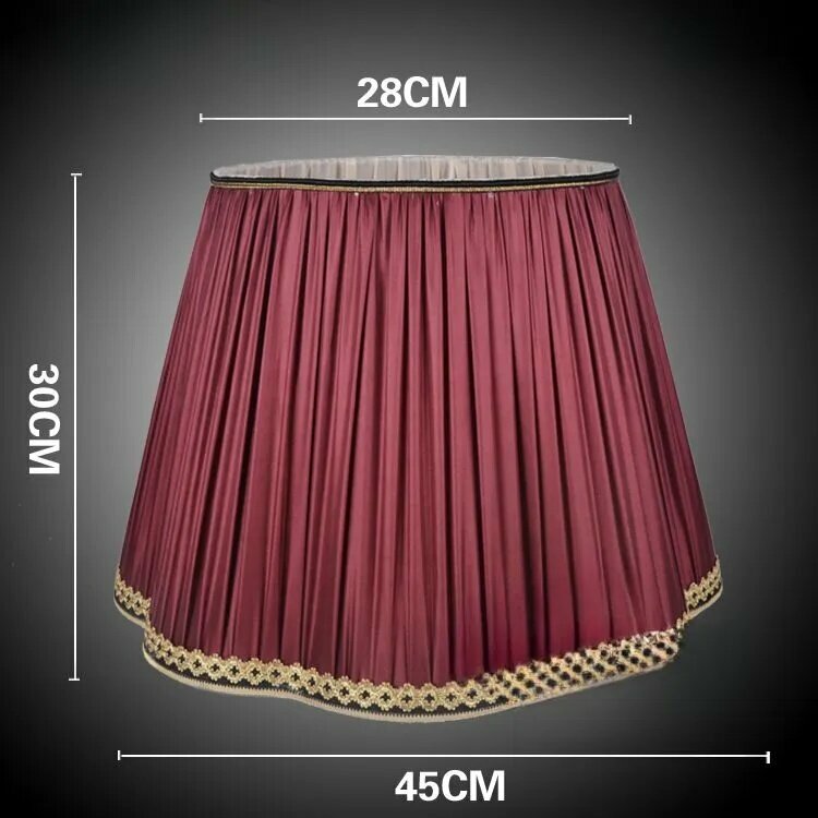 Красный плиссированный тканевый абажур в винтажном стиле для настольной лампы и торшера, под патрон E27, 45 см