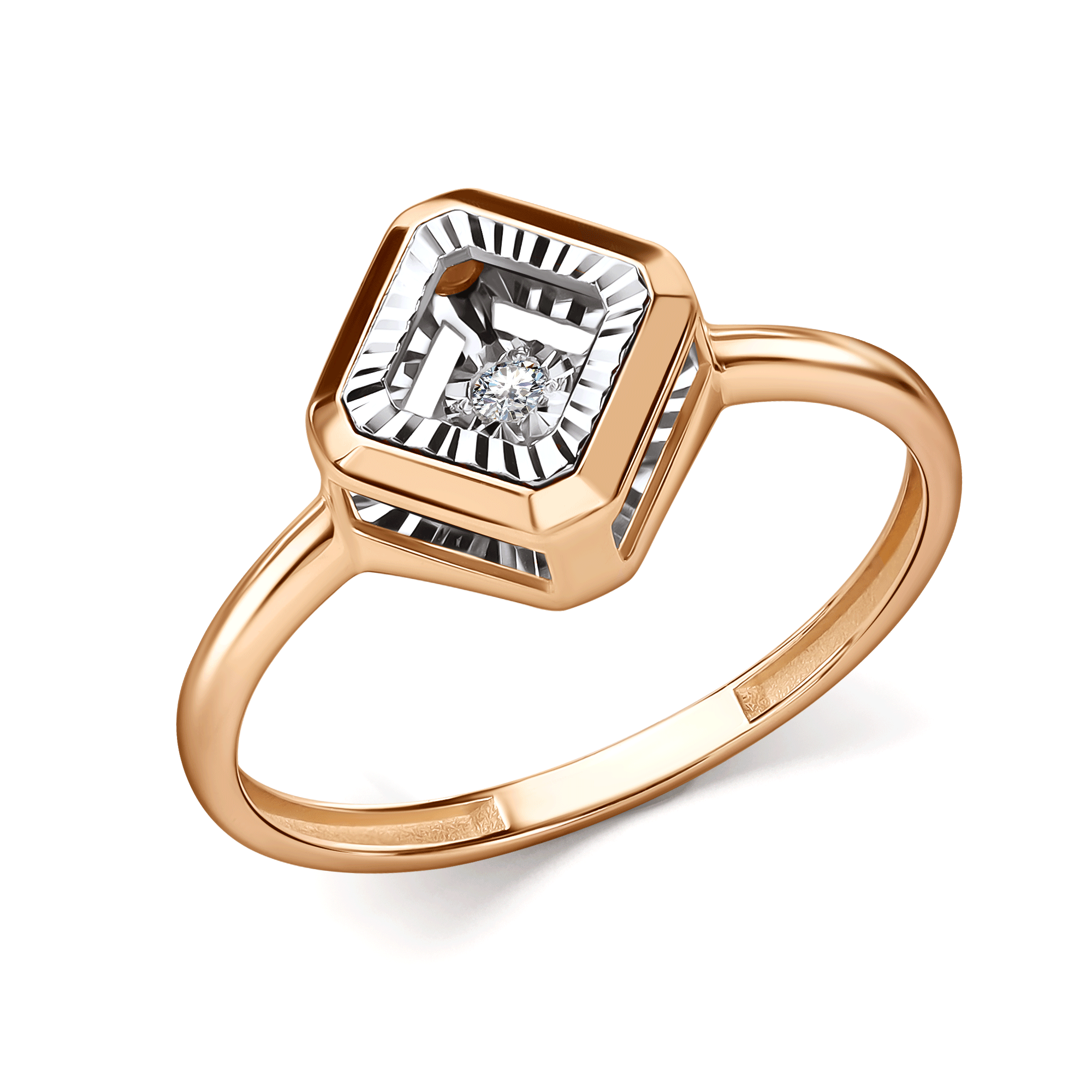 Кольцо, красное золото, 585 проба, бриллиант