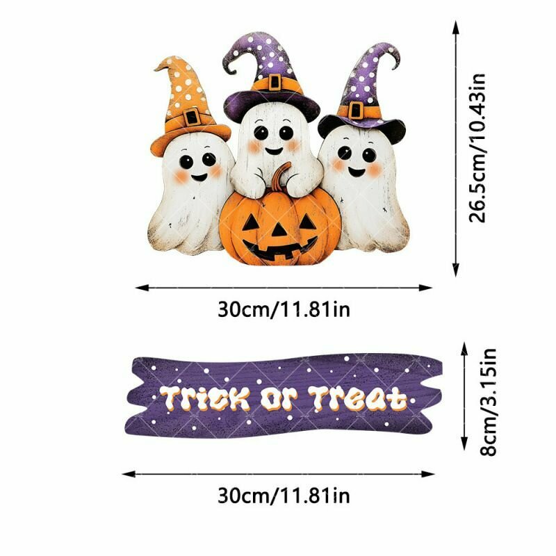 Деревянная табличка на дверь крыльца на Хэллоуин / подвесная табличка для поделок / украшение для праздничной вечеринки с круглым текстом