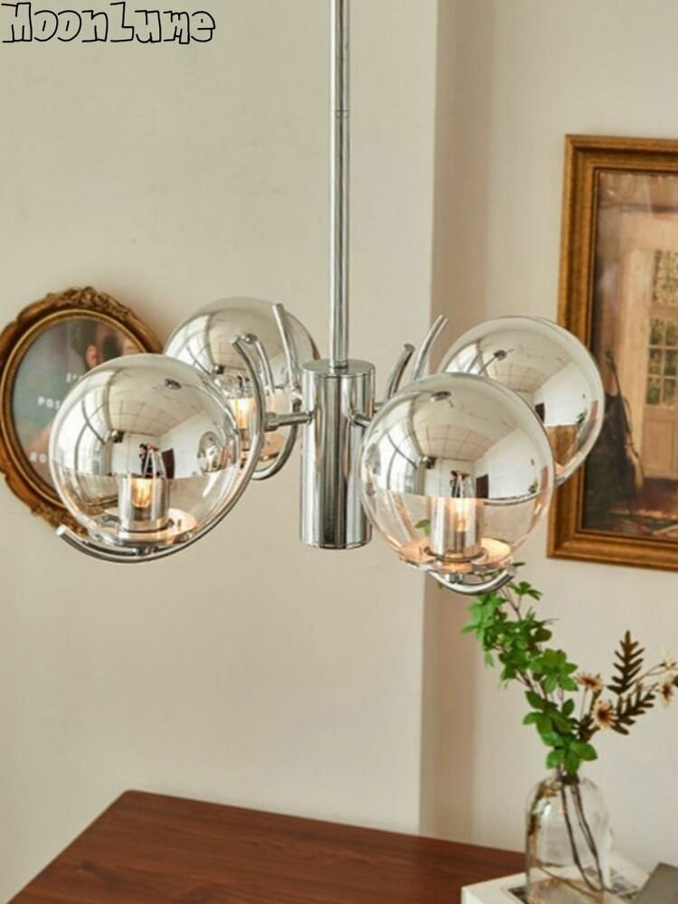 Серебряная люстра для гостиной в стиле ретро Bauhaus Space