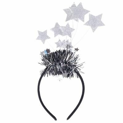 Ободок КНР "Звезды", серебристые, блеск, мишура