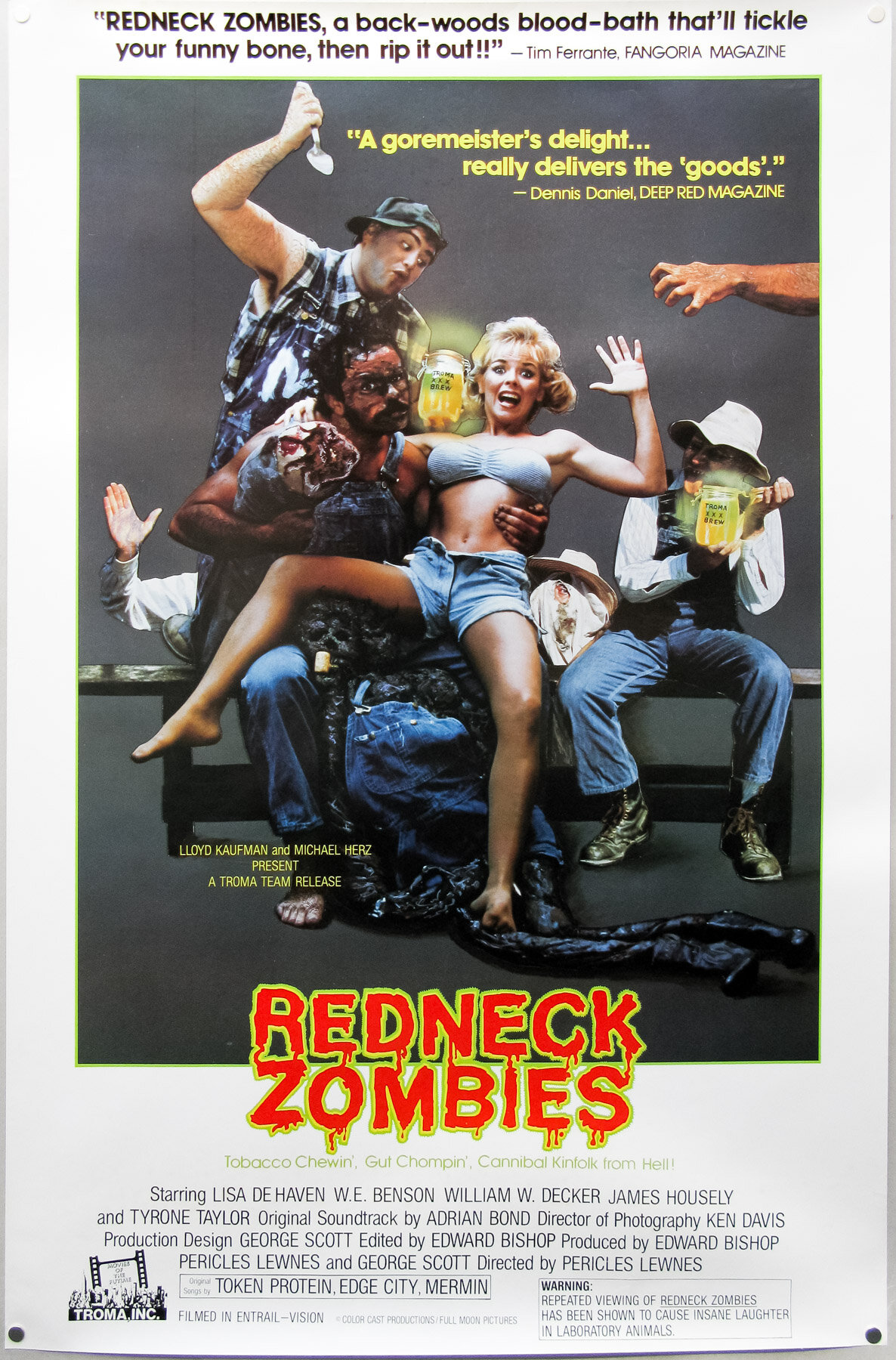Плакат, постер Реднеки-зомби (Redneck Zombies) 1989 на бумаге, размер 21х30см