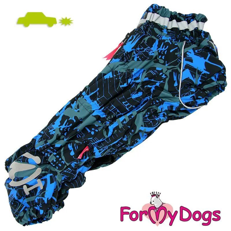 Теплый комбинезон для таксы миниатюрной ForMyDogs, для мальчиков, р. TМ1 (длина спины 34 см, обхват груди до 40 см), сине-черный