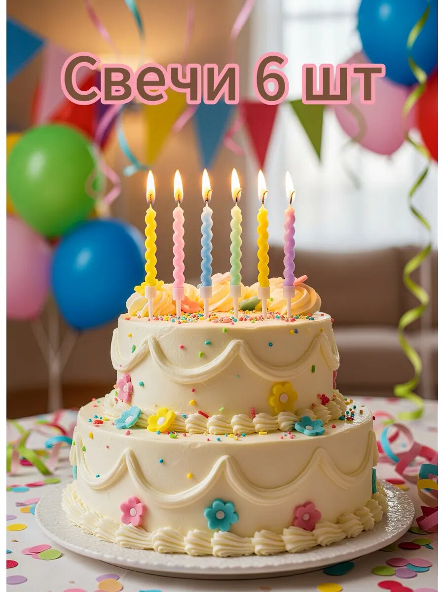 Свечи для торта 6 шт