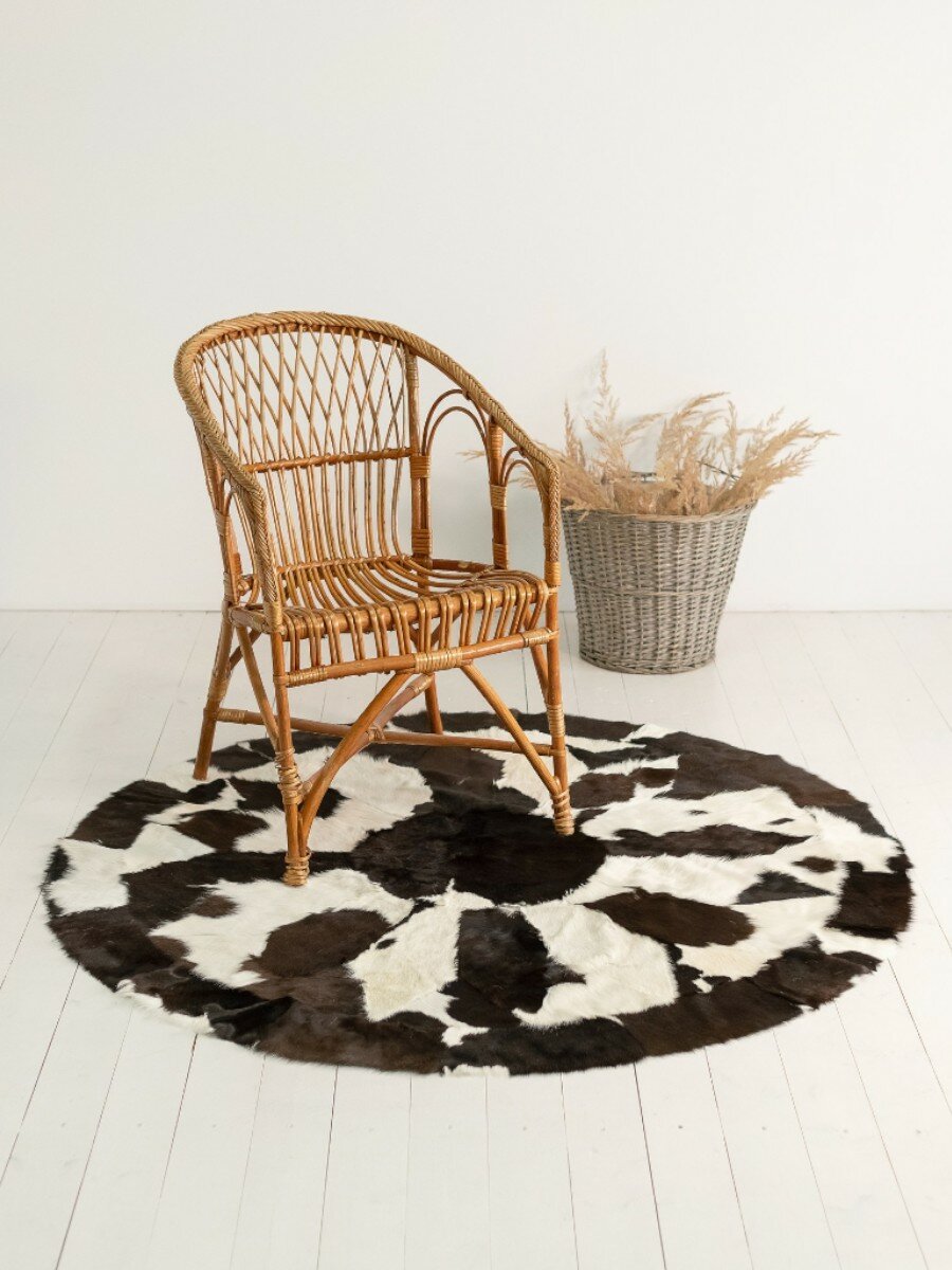 Ковер круглый шкура коровы натуральная природный окрас Shkura-Dekor 1.5*1.5