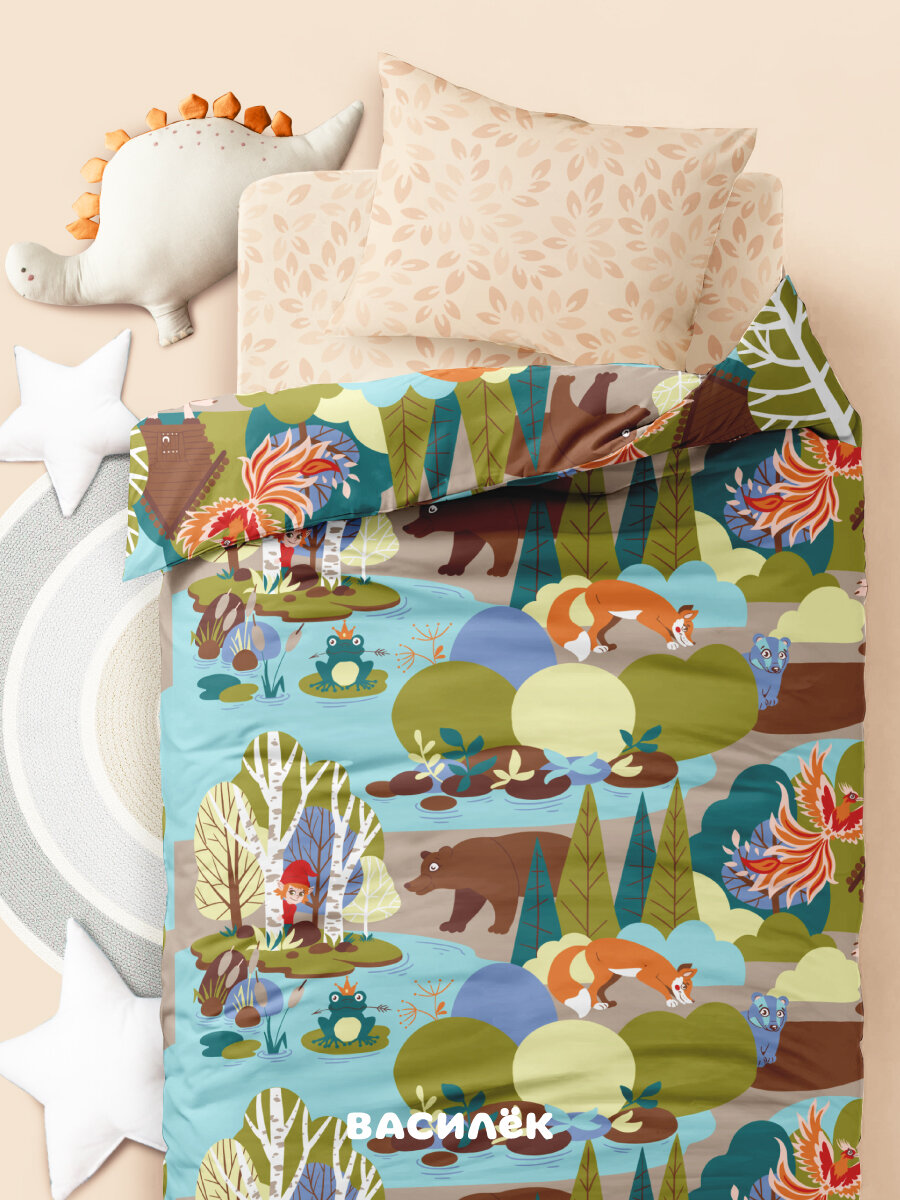 Детское постельное белье Василек юниор, Бязь, хлопок 100%, Сказочные тропы