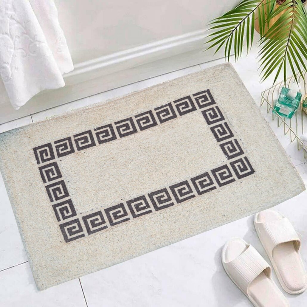 Коврик хлопковый с печатным рисунком "Sindbad", размер 40×60см, светлый цвет, геометрический узор для ванной комнаты