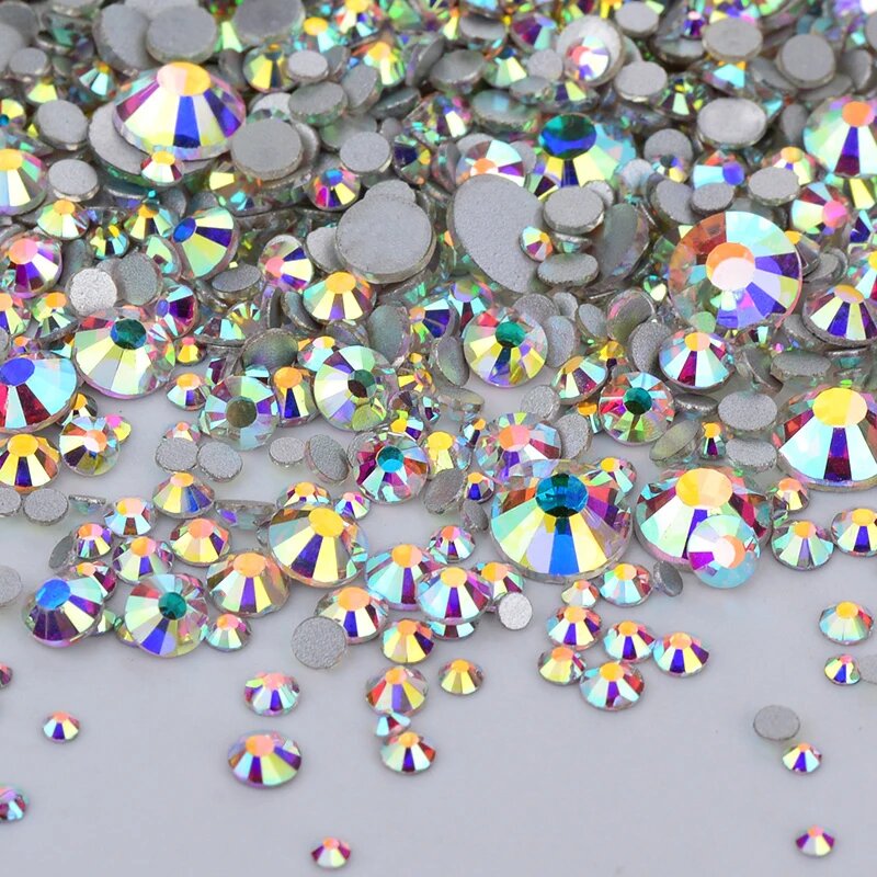 Стразы стеклянные Crystal AB Silverbase, 1400 шт.