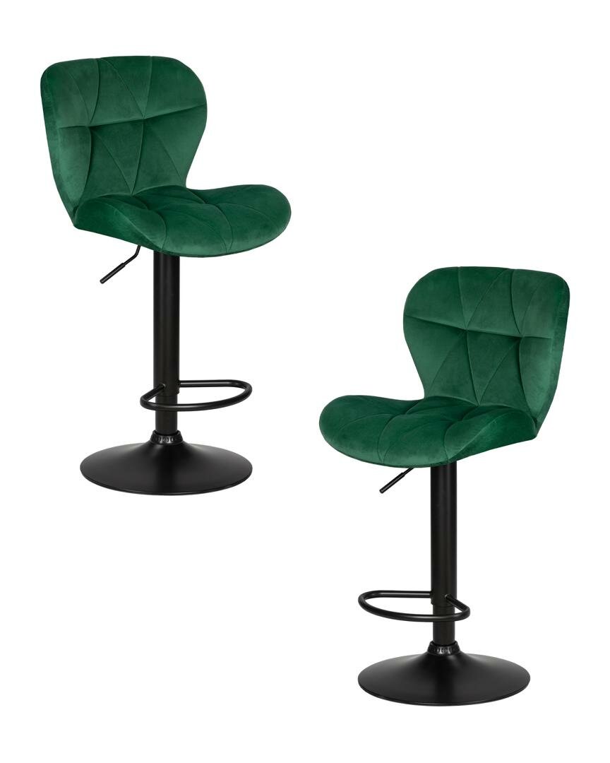 Стул барный DOBRIN Набор 2 шт Стул барный DOBRIN BARNY BLACK, зеленый велюр (MJ9-88) арт. LM-5022-N_B-M_V-MJ9-88