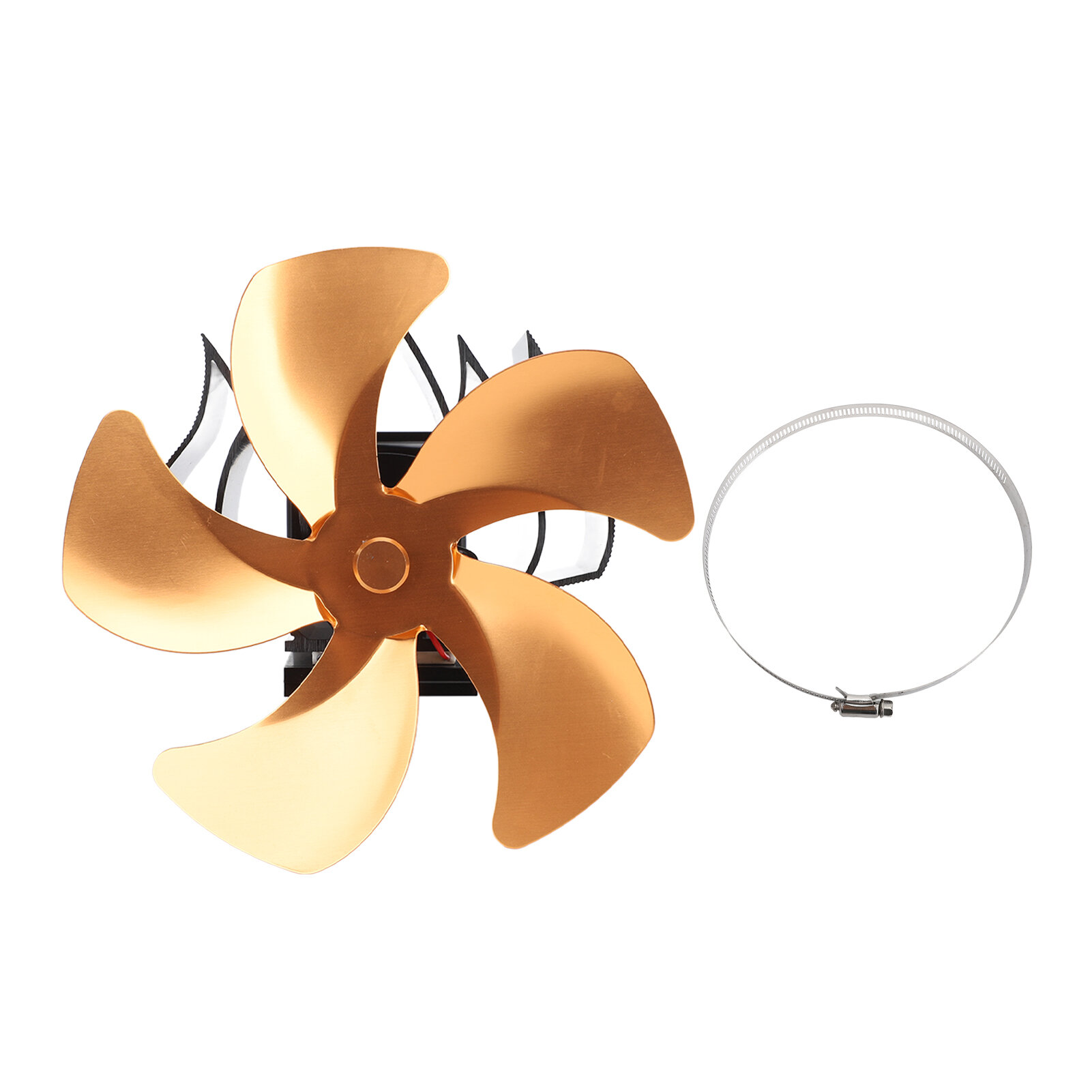 5 лопастной настенный вентилятор золотой, бесшумный, для дровяных и керосиновых печей