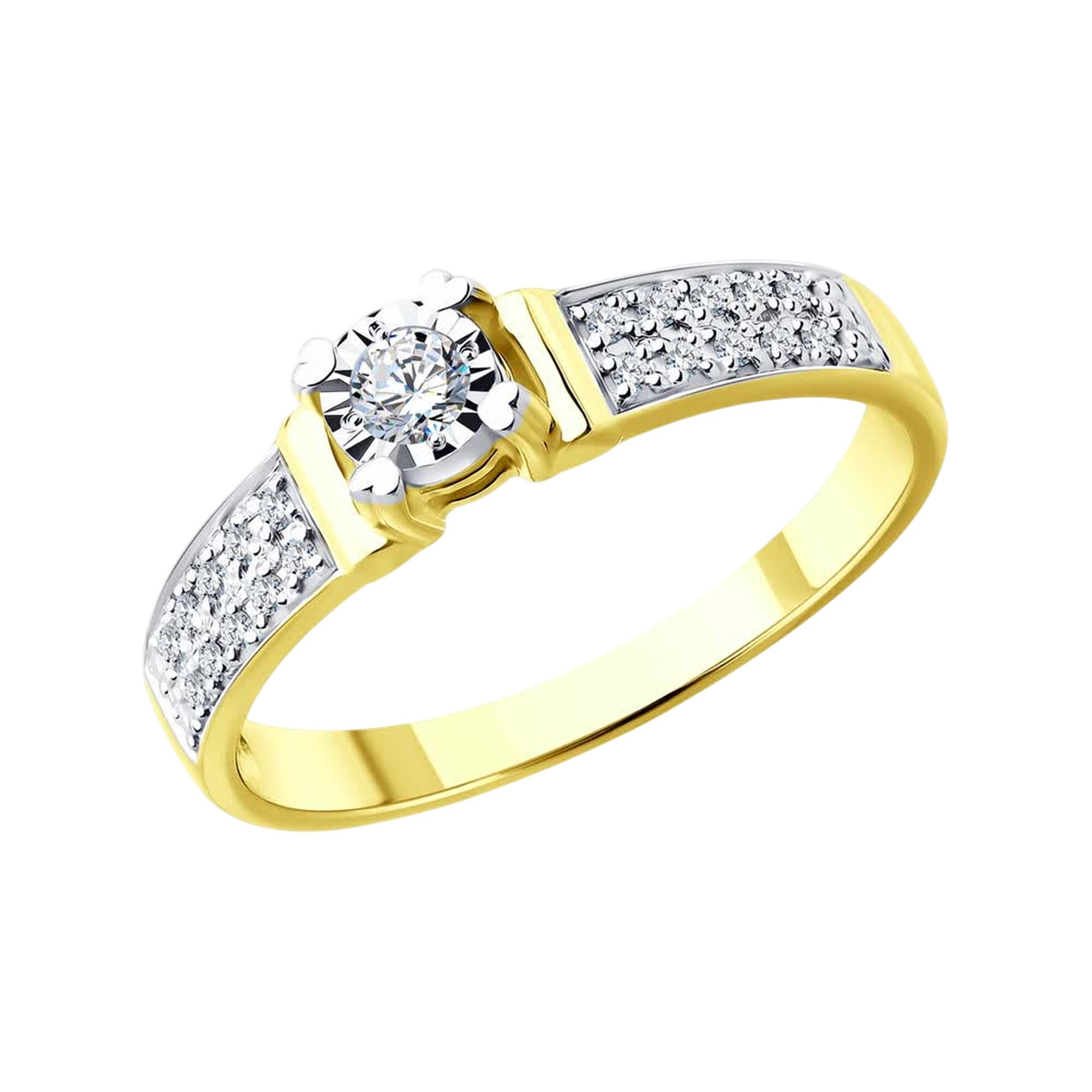 Кольцо, желтое золото, 585 проба, бриллиант