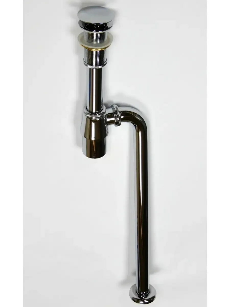 Сифон сливной с вертикальным отводом в пол и донный клапан без перелива AICITY КН021 хром