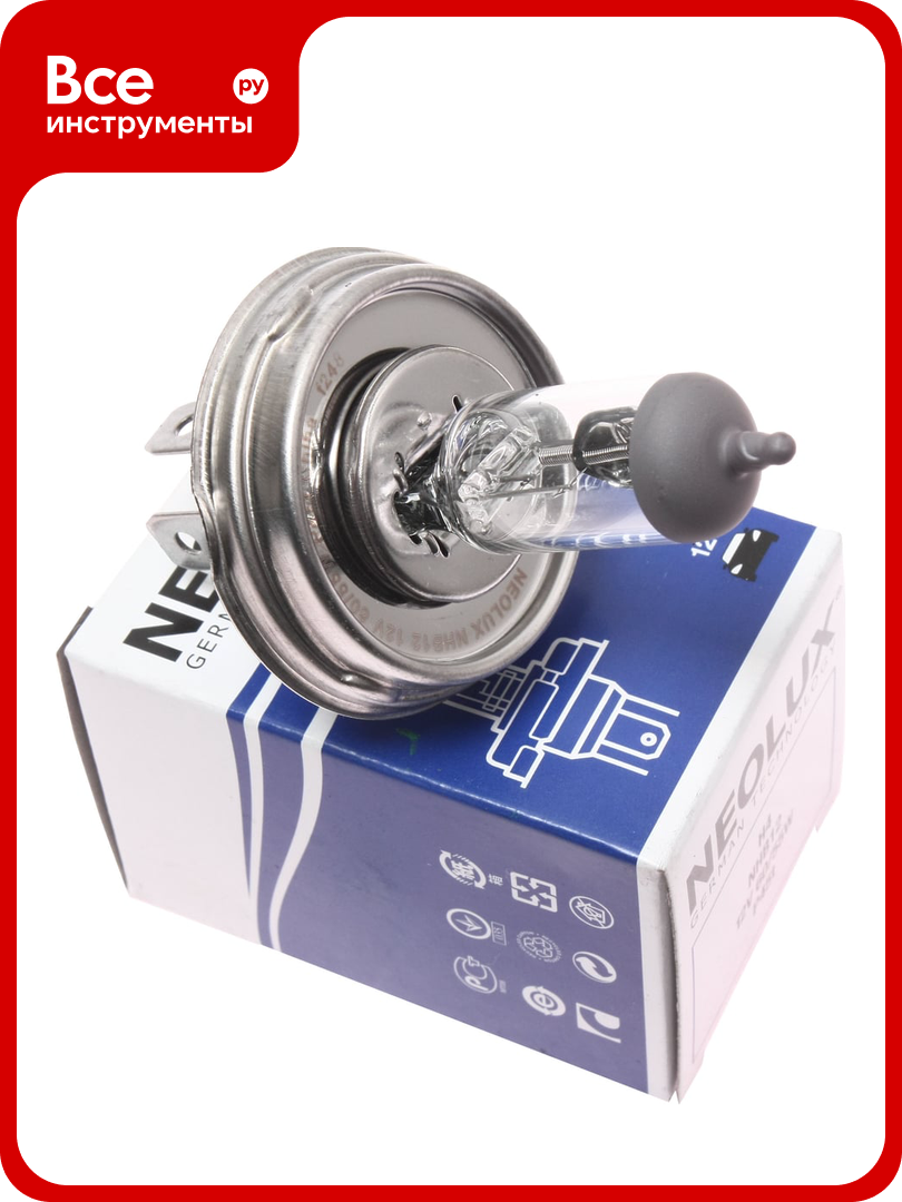 Автолампа NEOLUX H4 P45t-41 12V профессиональная галогенная лампа для ближнего и дальнего света без блокировки розжига