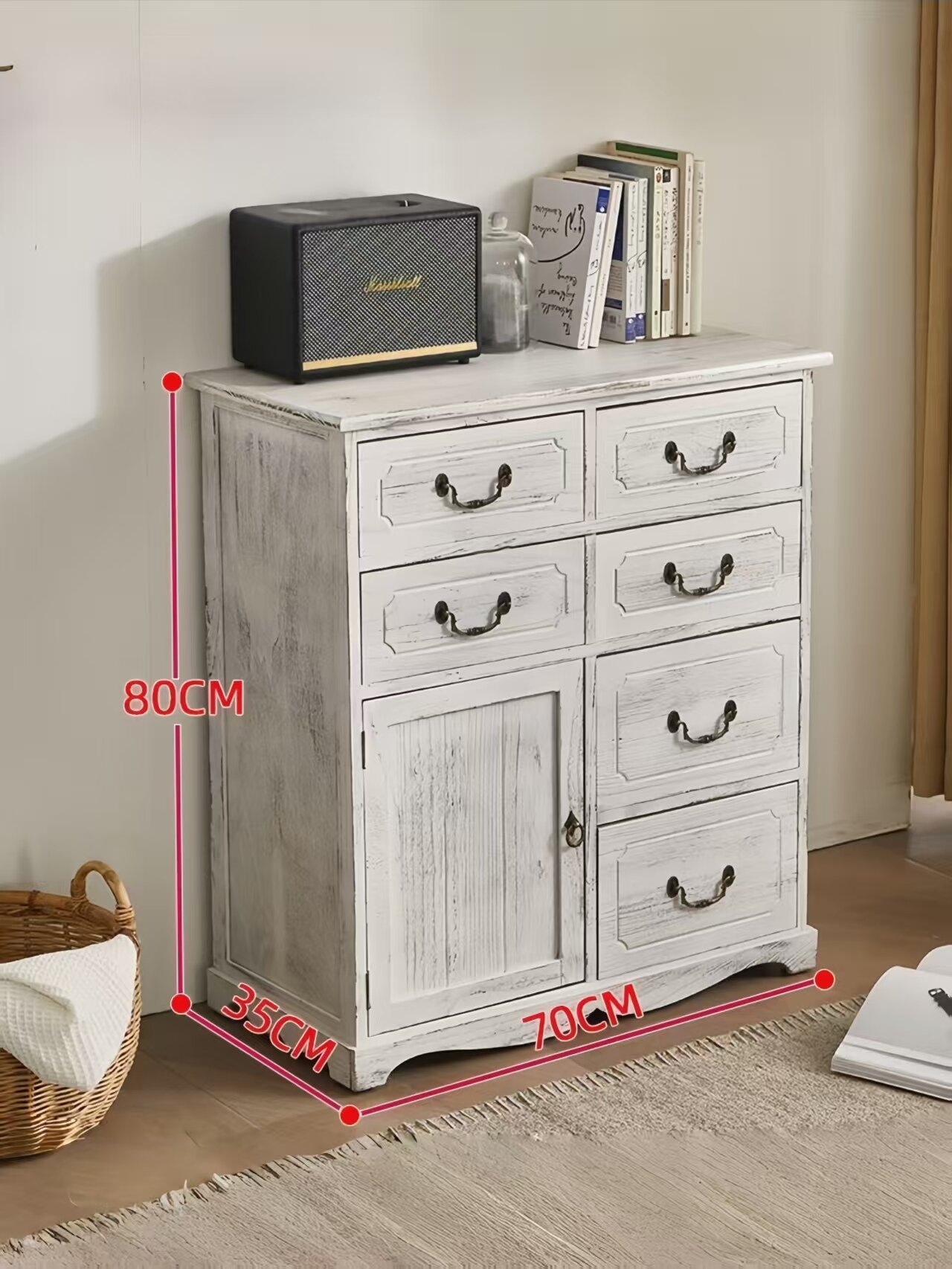 Комод из цельного дерева, простое хранение в стиле ретро, многослойный