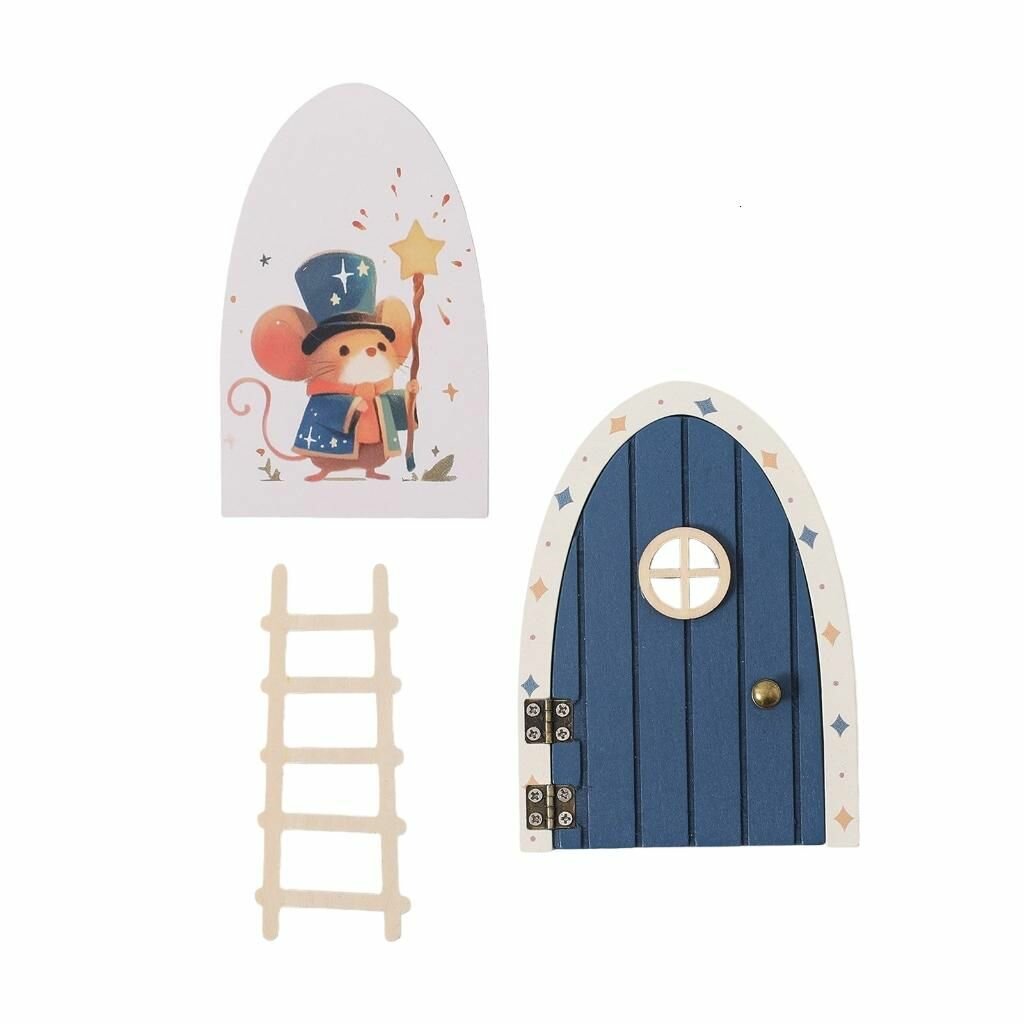 Сменная дверь для мыши натуральная текстура для DIY проекта кукольного домика, Синий