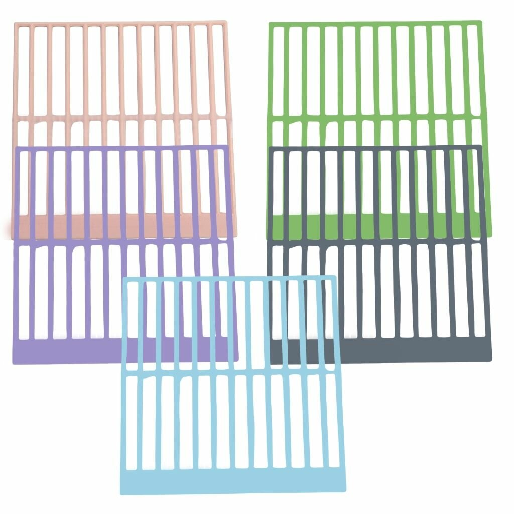 5 линеек для рисования алмазами, двухслойные розовые, зеленые, фиолетовые, серые и синие