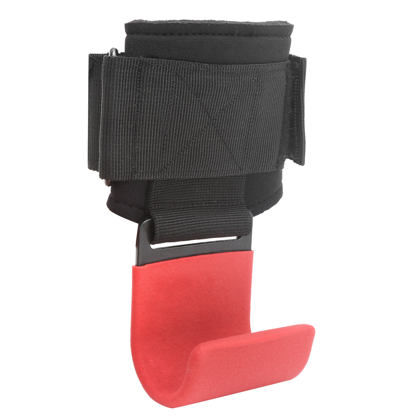 Красные крюки для поднятия тяжестей и подтягиваний, повязки для запястий и пояс для тренировки силы