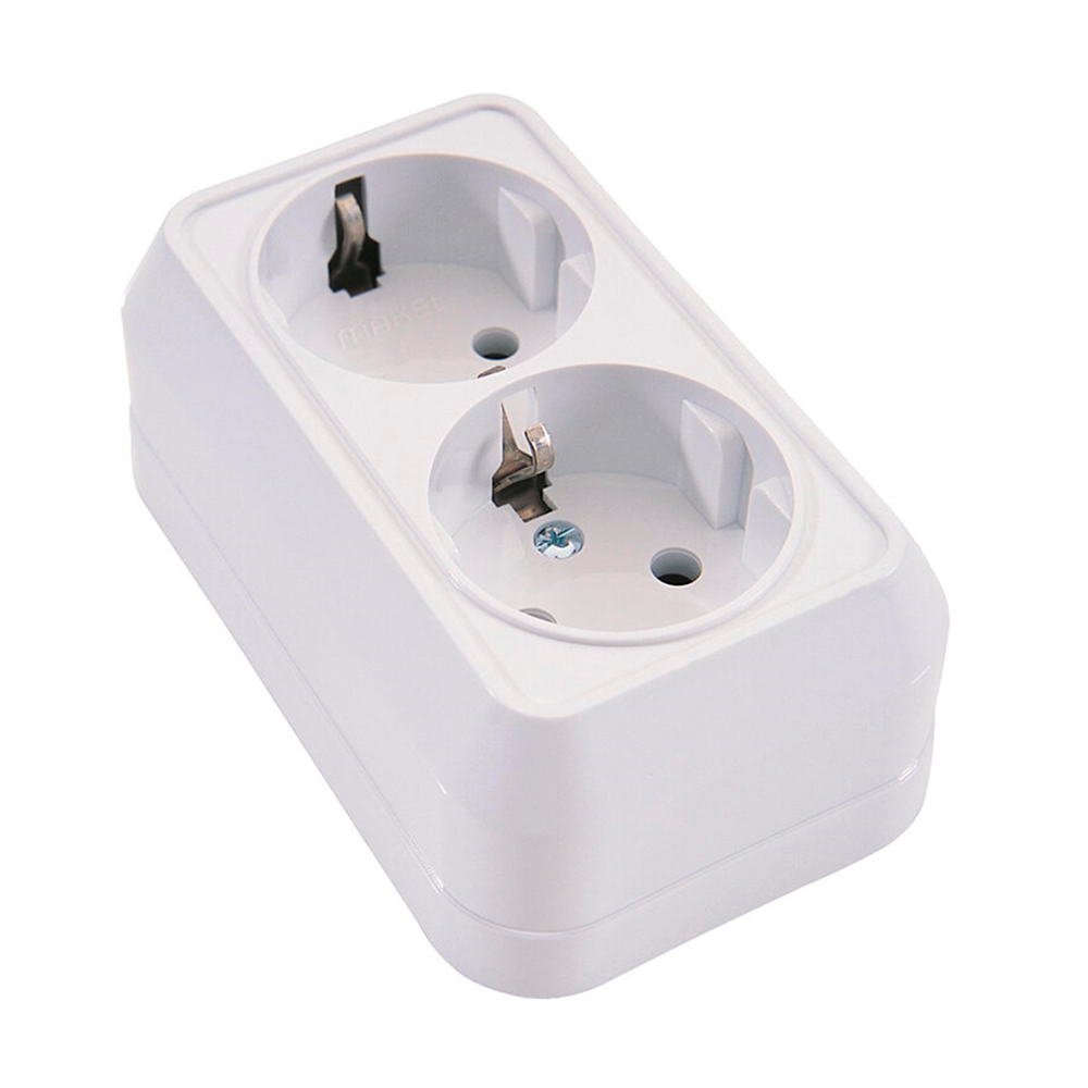 Розетка накладная Makel SIVA USTU (45182) с/з 2-я, белая