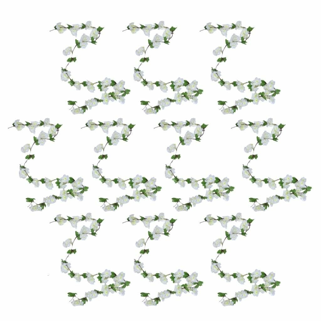 1 упаковка из 10 штук, имитация цветущей вишни из ротанга-белый