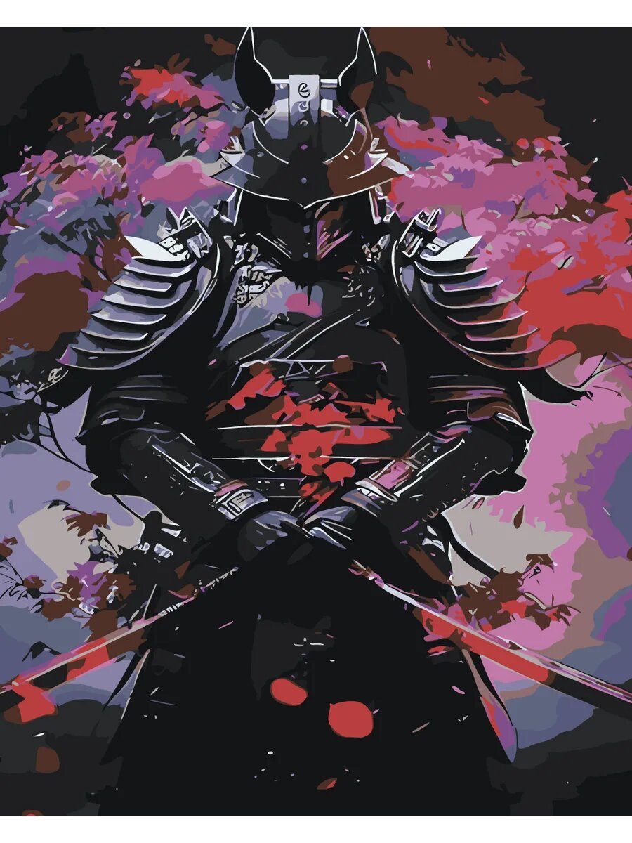 Картина по номерам Японский Самурай Мечи Воин Доспехи