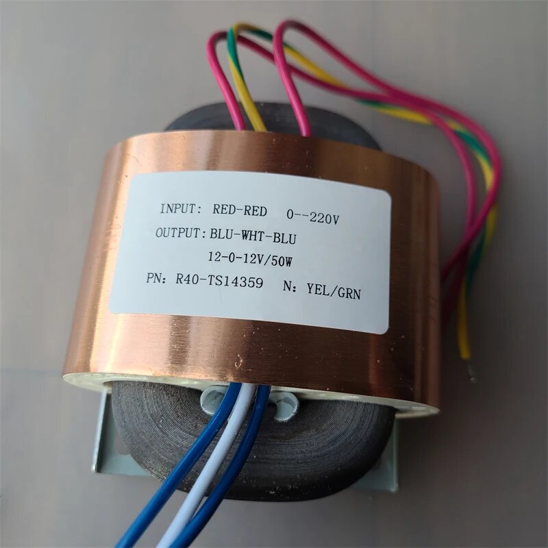 R Core Transformer 50 Вт R40 Двойные трансформаторы 12 В 220 В до 12 В-0-12 В R Трансформатор Niestandardowy усилитель мощности с медным экраном, R40-TS14359