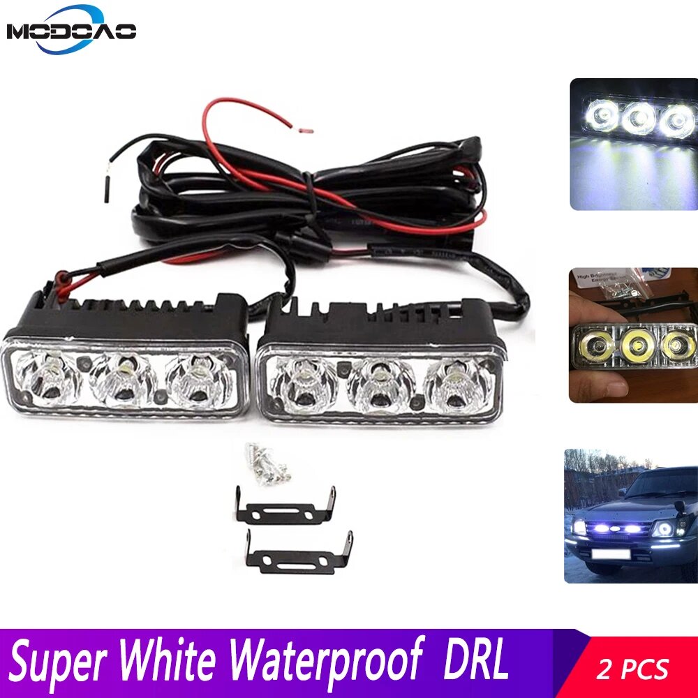 Дневные ходовые огни с линзами DRL 2X 3 светодиодный 9 Вт DC 12-24V белый 6000K Противотуманные фары супер белый 6000K универсальные противотумансветильник фары