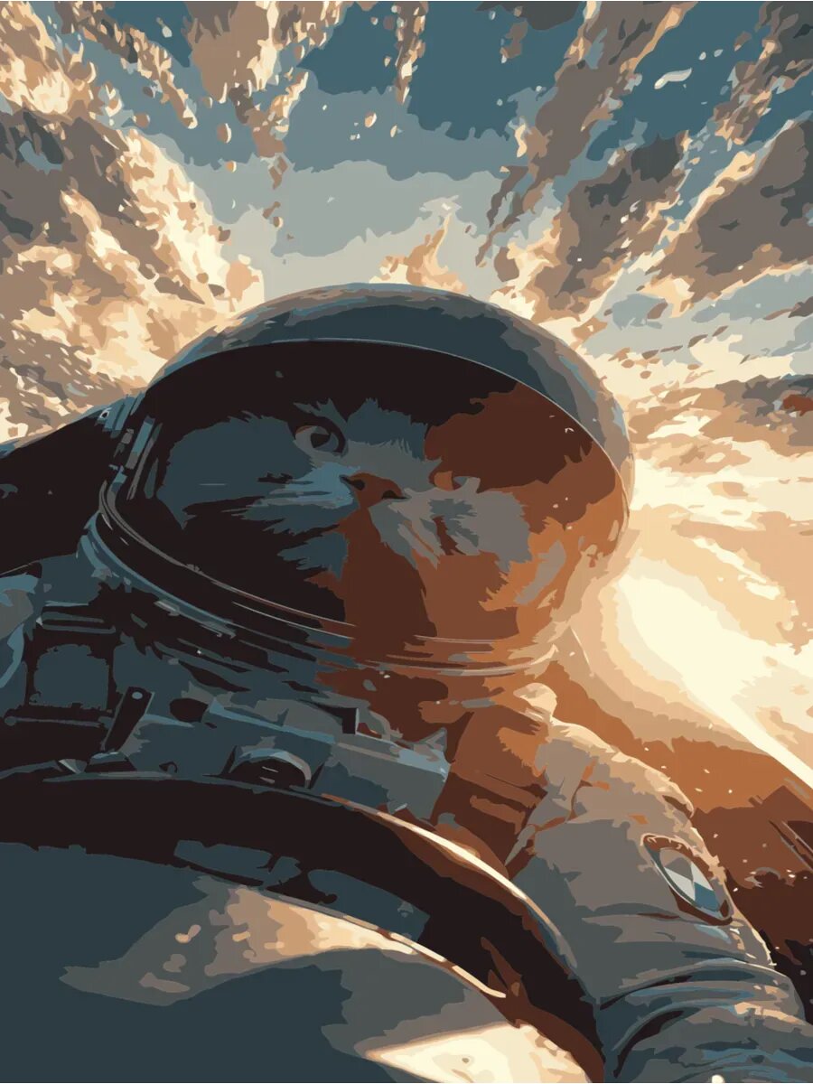 Картина по номерам Кот пилот, на холсте на подрамнике, 30x40 см