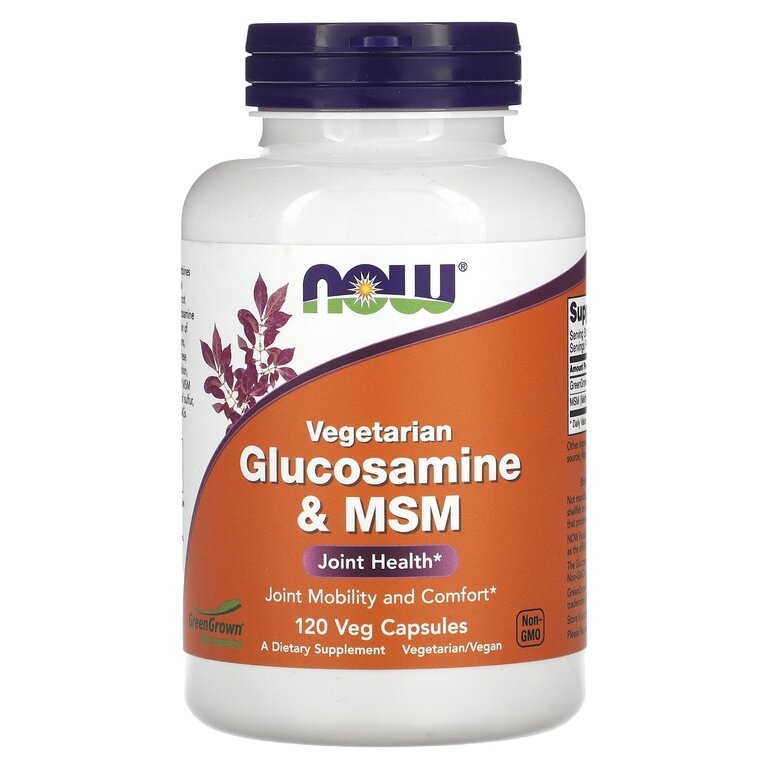NOW Vegetarian Glucosamine & MSM (Вегетарианский глюкозамин и МСМ) 120 вег. капсул (NOW)