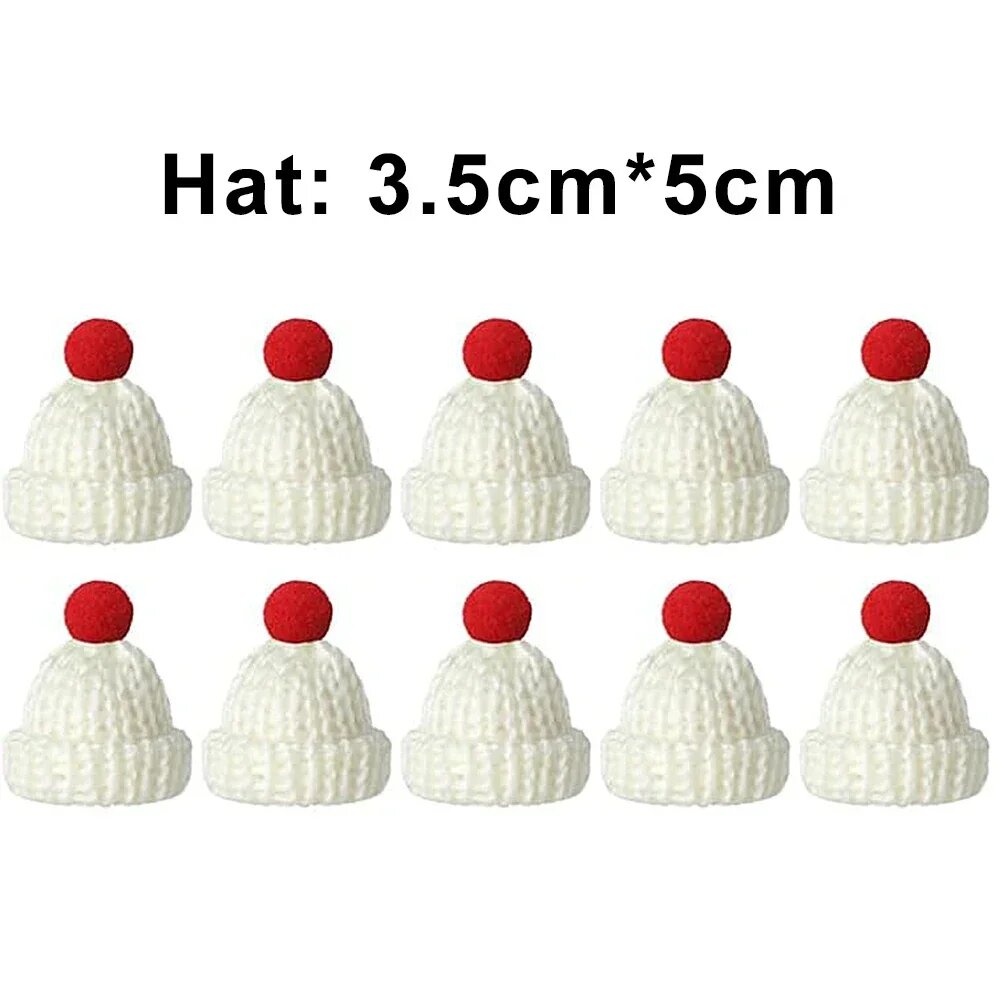 5 шт. Белые рождественские шапочки 3.5x5 см, Hats-Style D