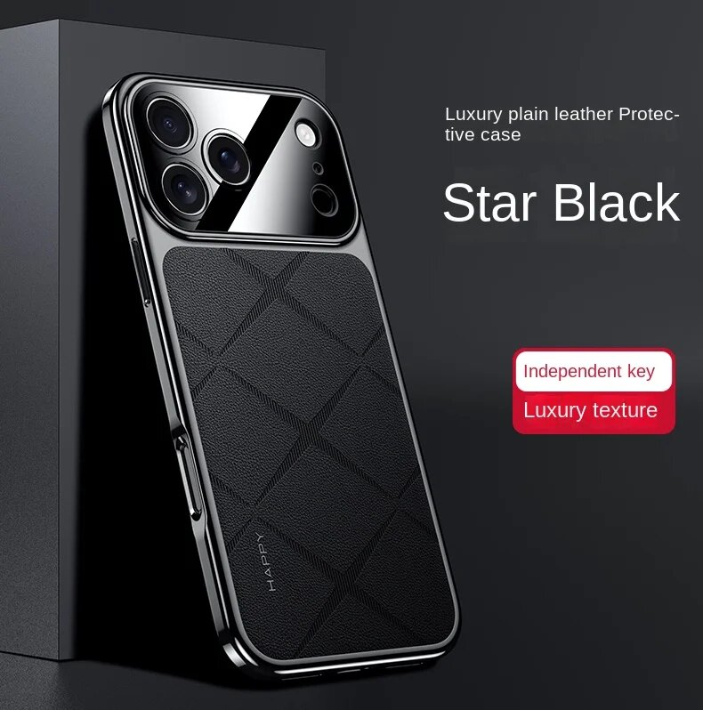 Чехол для iPhone 17 Pro Star Black, черный, веган кожа