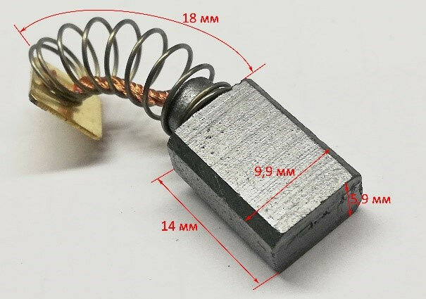 Угольная щетка 10х6 мм 61/81/254 для ДП-165/1300, 190/1800 YHV 61/81/254