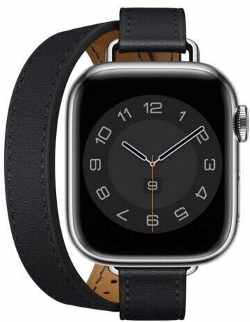 Тонкий двойной ремешок для часов из натуральной кожи для iWatch Ultra Series 8 7 6 5 4 3 2 SE, черный,42mm,44mm,45mm,49mm