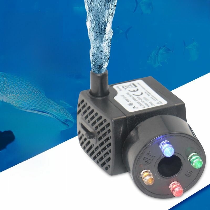 Мини погружной водяной насос со светодиодной подсветкой, бесшумный для прудовых аквариумов, Гидропоники, садового фонтана-DKD-CJ0825