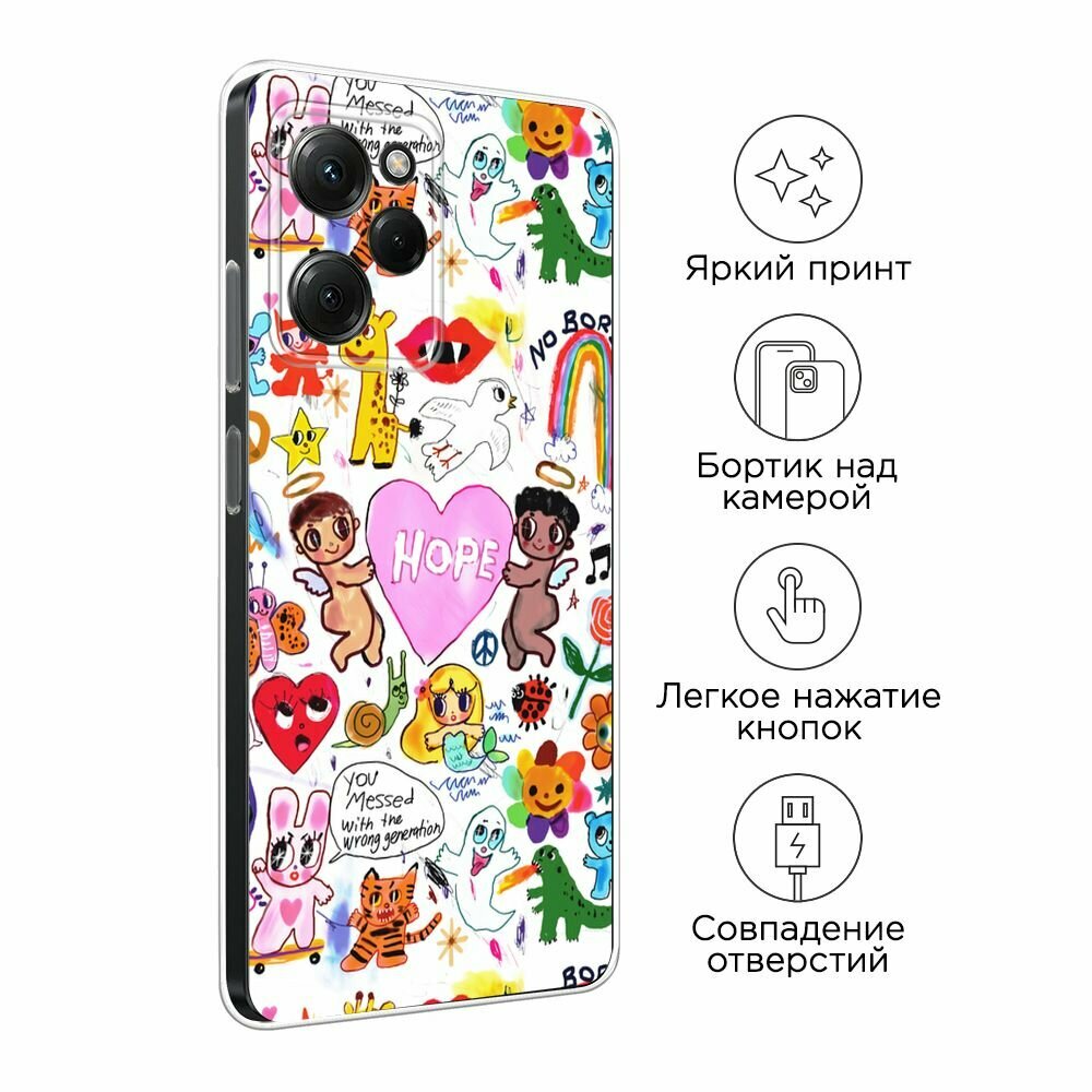 Чехол на Xiaomi Poco X5 Pro 5G / Сяоми Поко X5 Про 5G с принтом "Милые рисунки" — фото 1