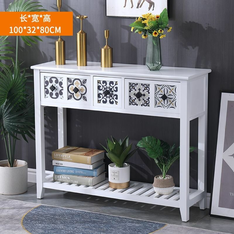 Консоль, для гостиной, классический стиль, 100x32x100см, белая