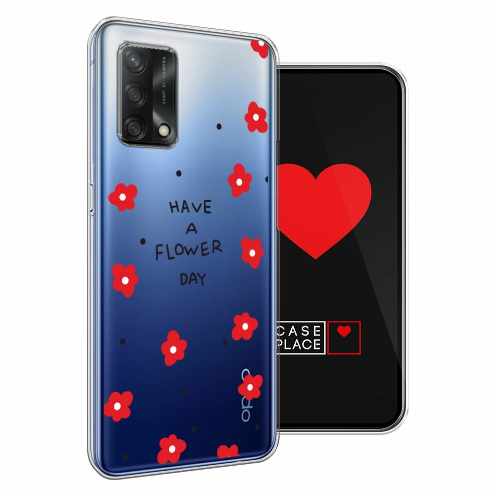 Чехол на Oppo A74 / Оппо A74 с принтом "Have a flower day 2", прозрачный — фото 1