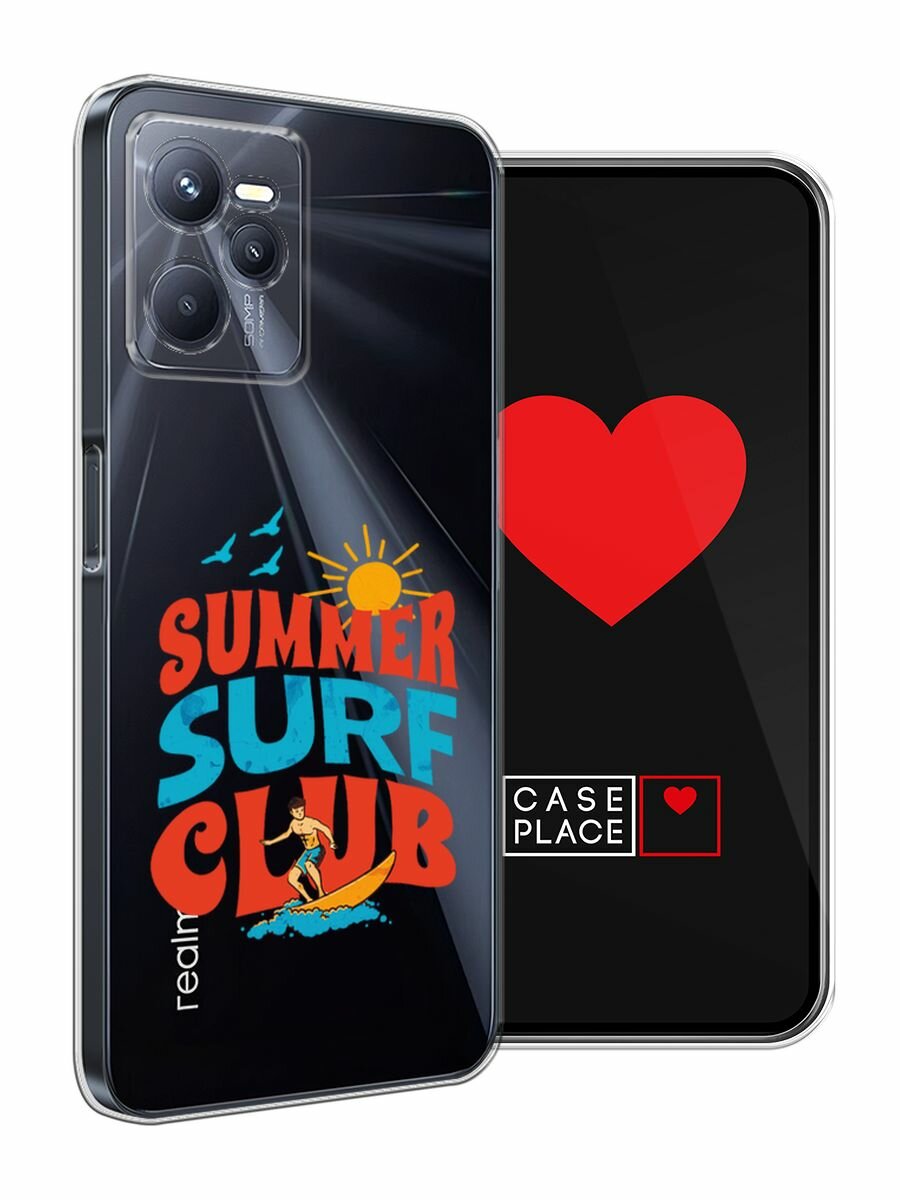 Чехол на Realme C35 / Реалми C35 с принтом "Summer surf club", прозрачный — фото 1