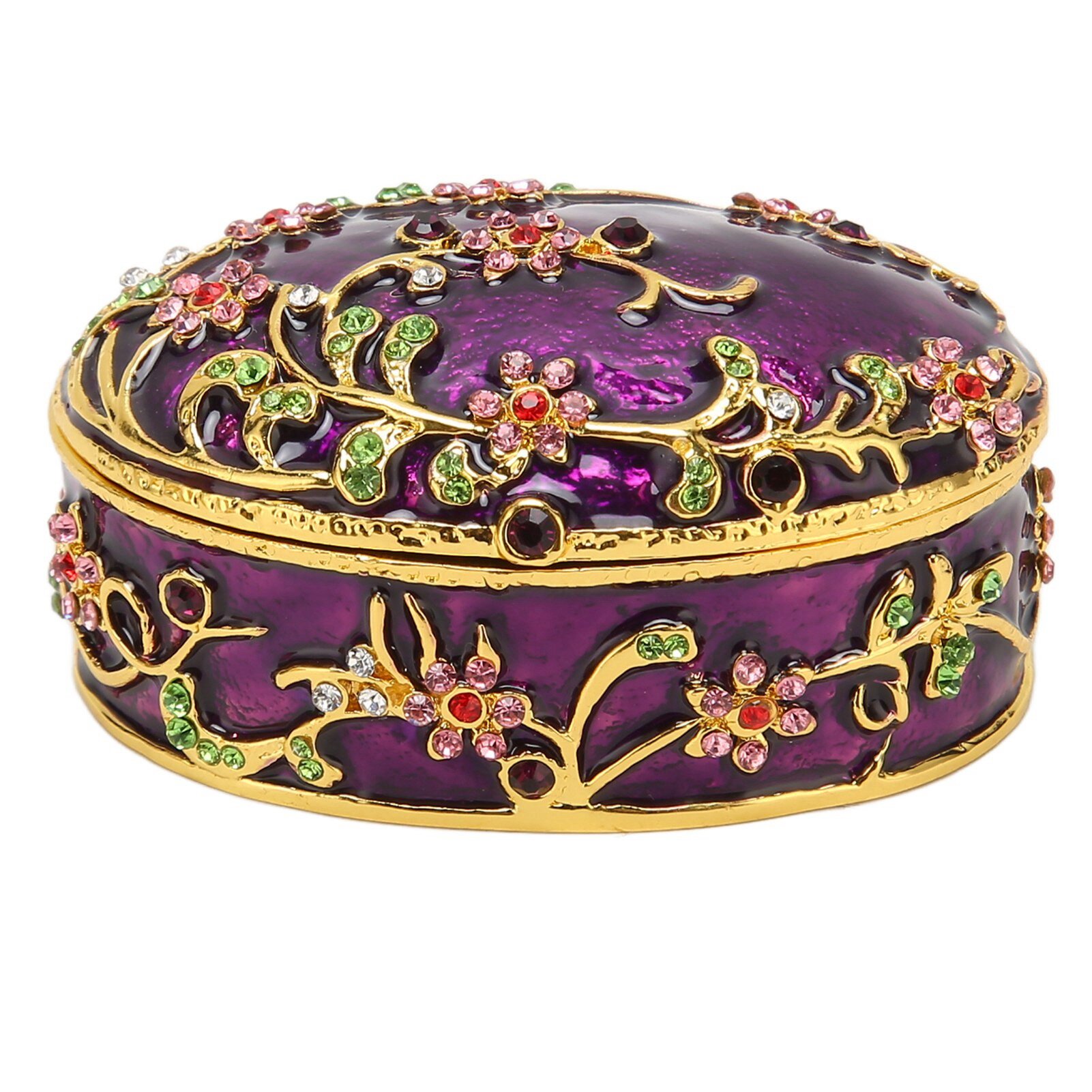 Ручная роспись цветочная шкатулка для безделушек Классическая реалистичная деталь навесная шкатулка для ювелирных изделий для хранения колец и сережек фиолетового цвета