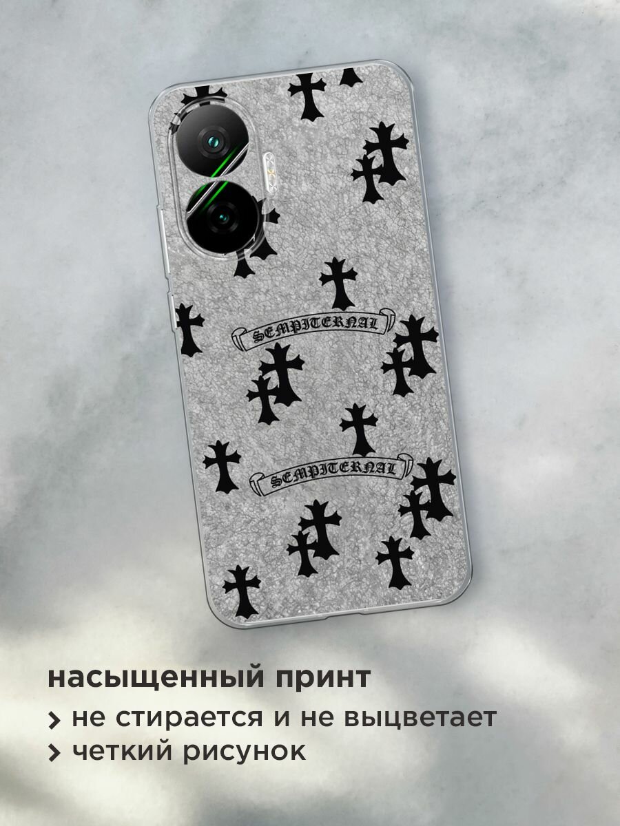 Силиконовый чехол на Poco F7 / Поко F7 с принтом "Кресты паттерн 3" — фото 1