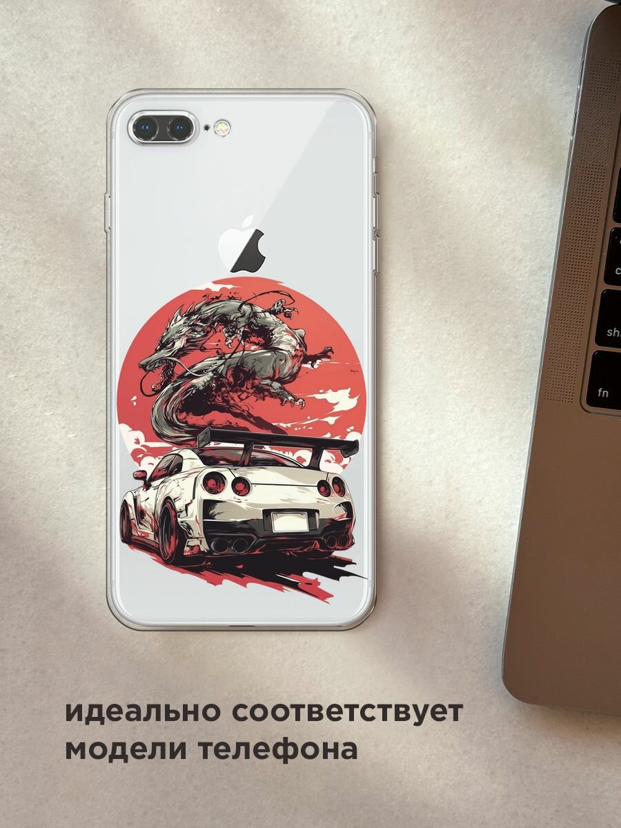 Чехол на Apple iPhone 7 Plus / Айфон 7 Плюс с принтом "Car and dragon", прозрачный — фото 1