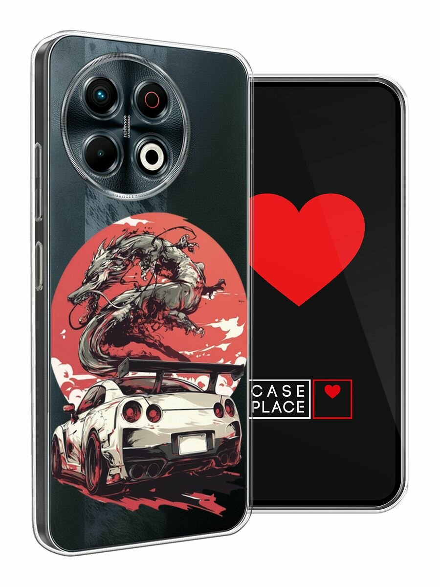 Чехол на Tecno Spark 30 Pro / Текно Спарк 30 Про с принтом "Car and dragon", прозрачный — фото 1