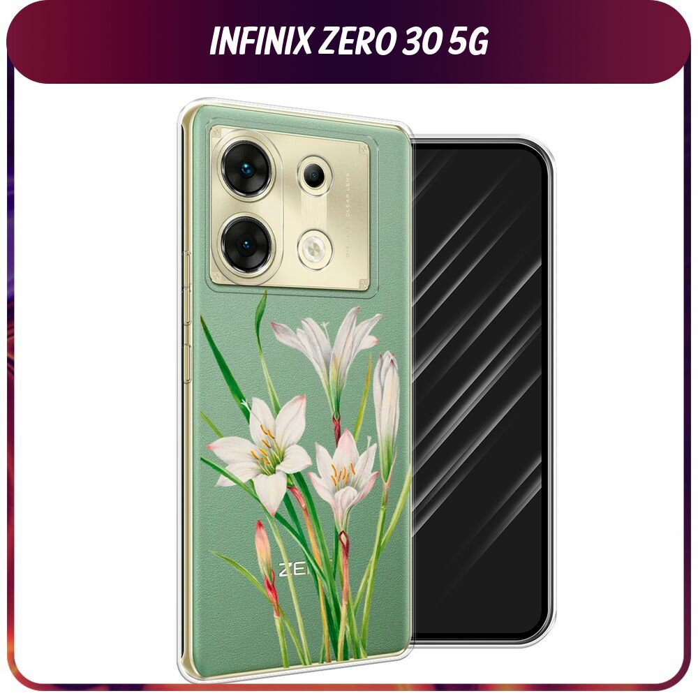 Чехол на Infinix Zero 30 5G / Инфиникс Зеро 30 5G с принтом "White lily", прозрачный