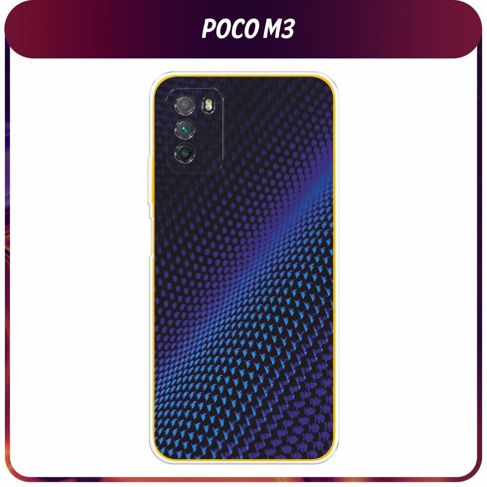 Чехол на Xiaomi Poco M3 / Сяоми Поко М3 с принтом "Синий карбон"