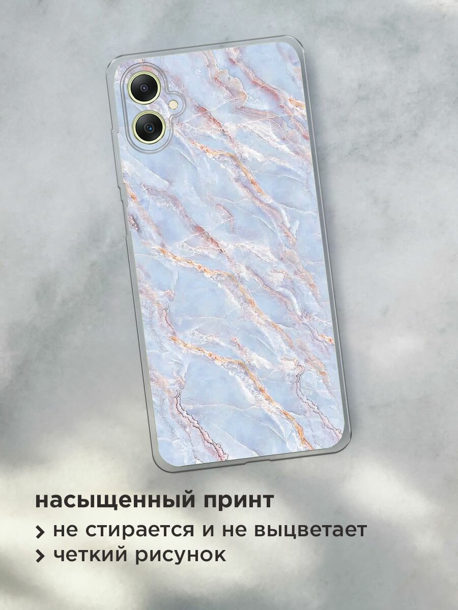 Чехол на Samsung Galaxy A06 / Самсунг Галакси А06 с принтом "Сиреневый мрамор" — фото 1
