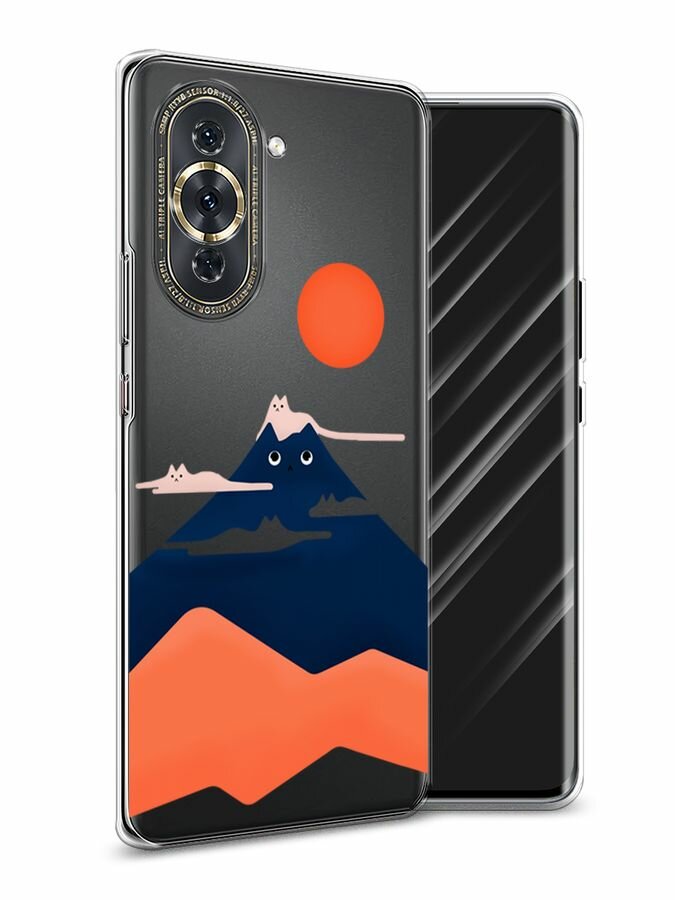 Чехол на Huawei Nova 10 Pro / Хуавей Нова 10 Про с принтом "Кот-гора", прозрачный