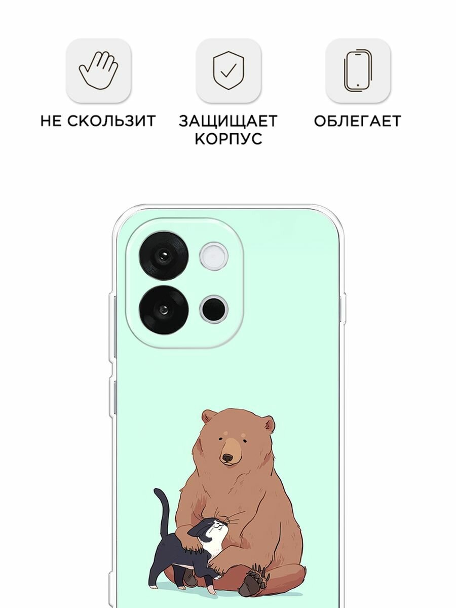 Чехол на OnePlus 13T / Ван Плас 13Т с принтом "Медведь и кошка дружба" — фото 1