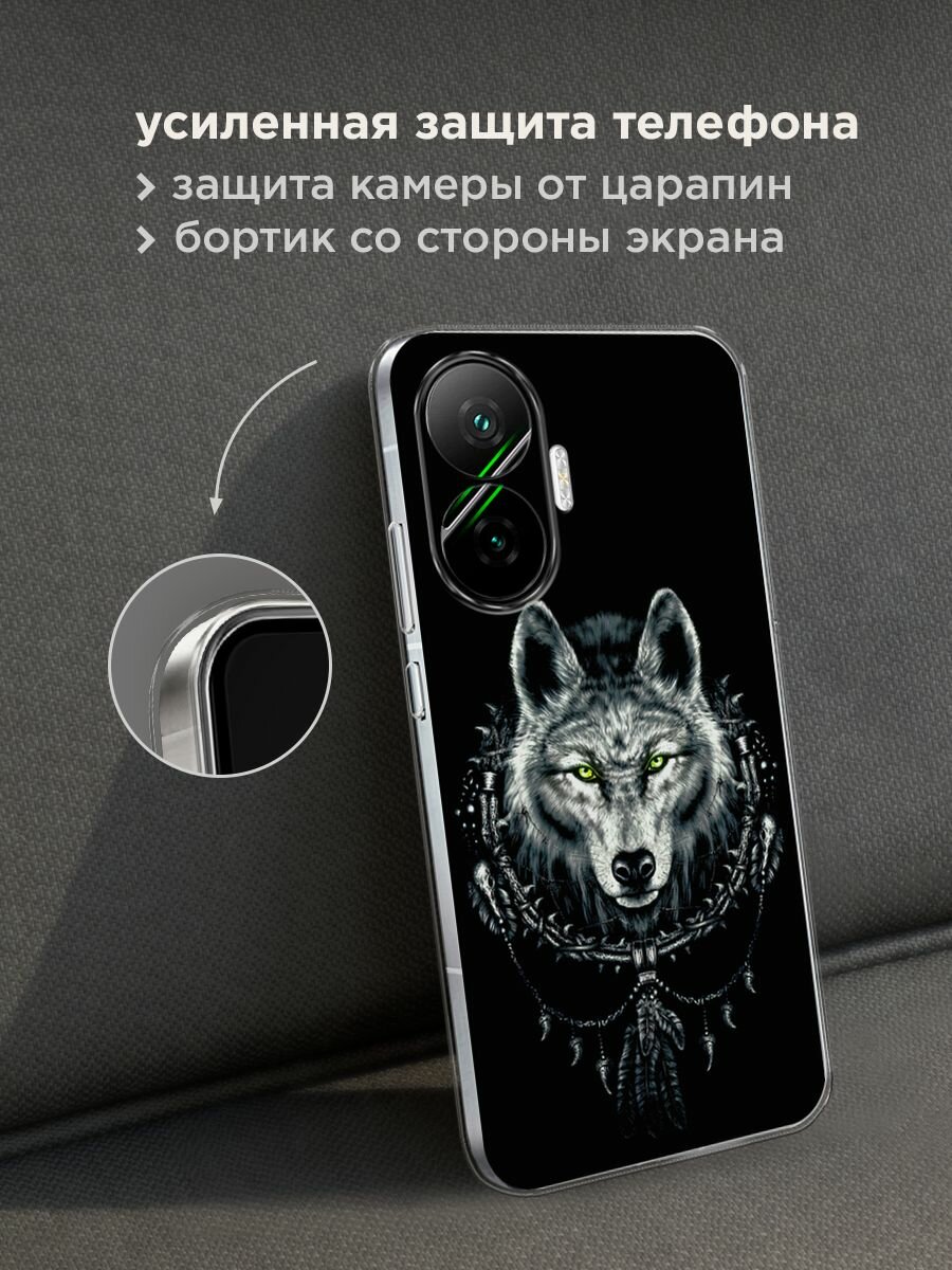 Силиконовый чехол на Poco F7 / Поко F7 с принтом "Волк оберег" — фото 1